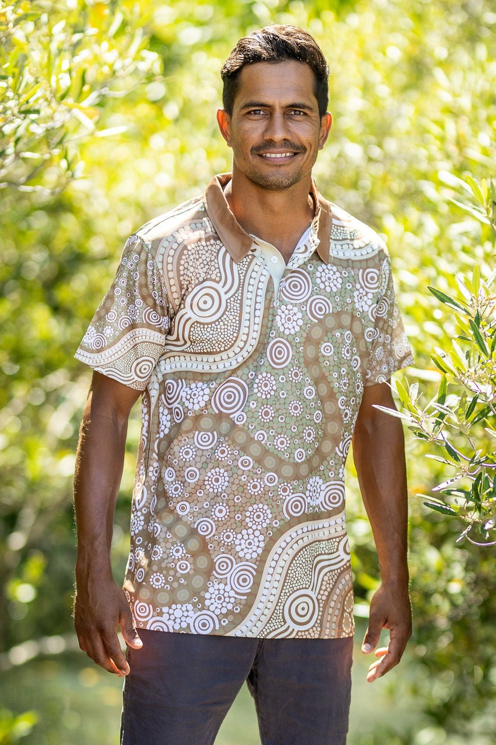Yuuruu Yulunga | Men's Polo Shirt | By Aboriginal Artist Leah Brideson ...