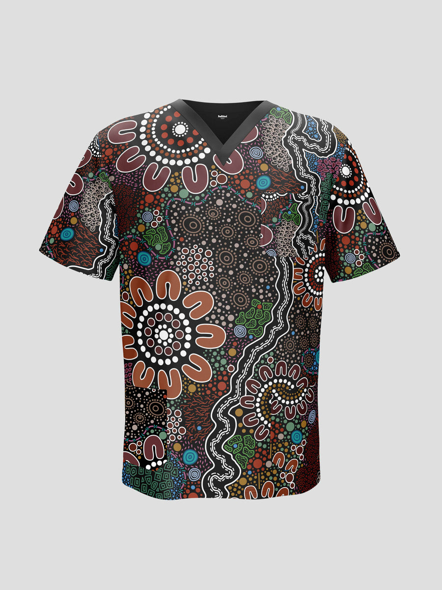 Aboriginal Art Medical Scrub Tops | Indigenous Australian Designs | BW ...