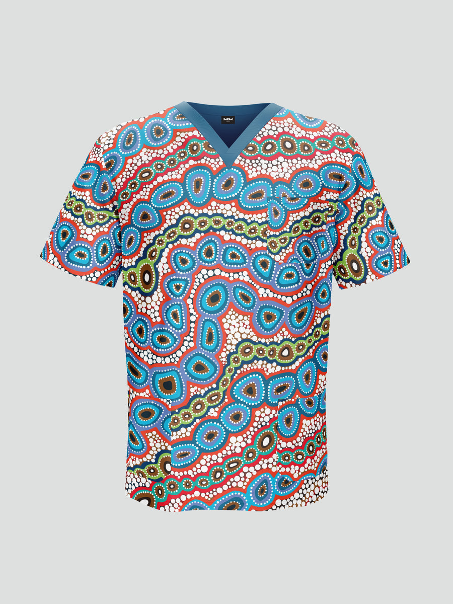 Aboriginal Art Medical Scrub Tops | Indigenous Australian Designs | BW ...