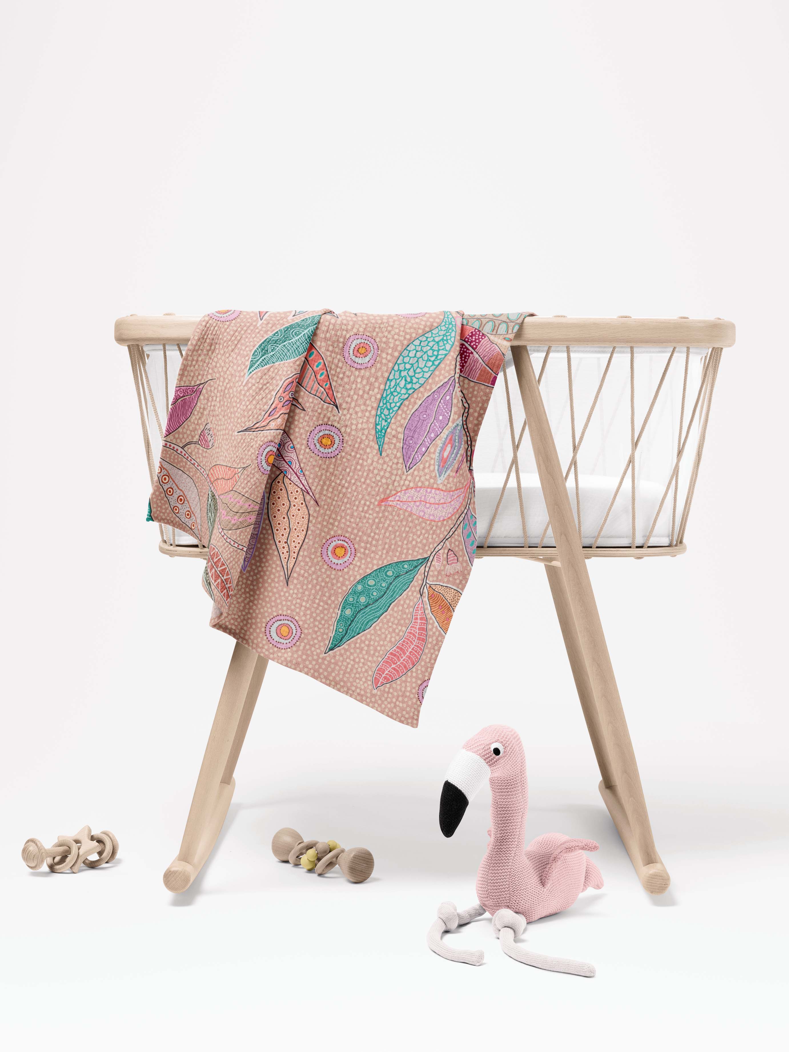 Bush Leaves - Bamboo-Cotton Muslin Wrap with Aboriginal Art – BW Tribal