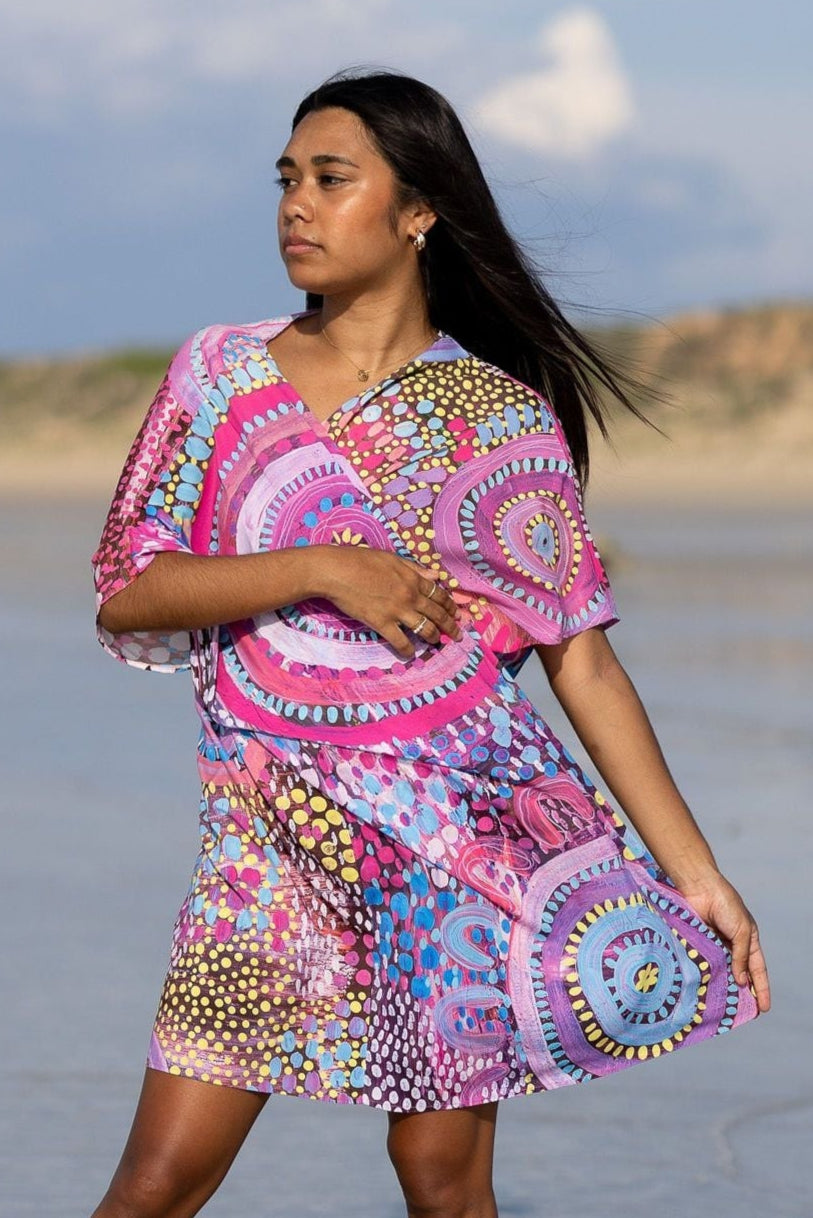 Let's Collect Seashells - Kaftan with Aboriginal Art – BW Tribal