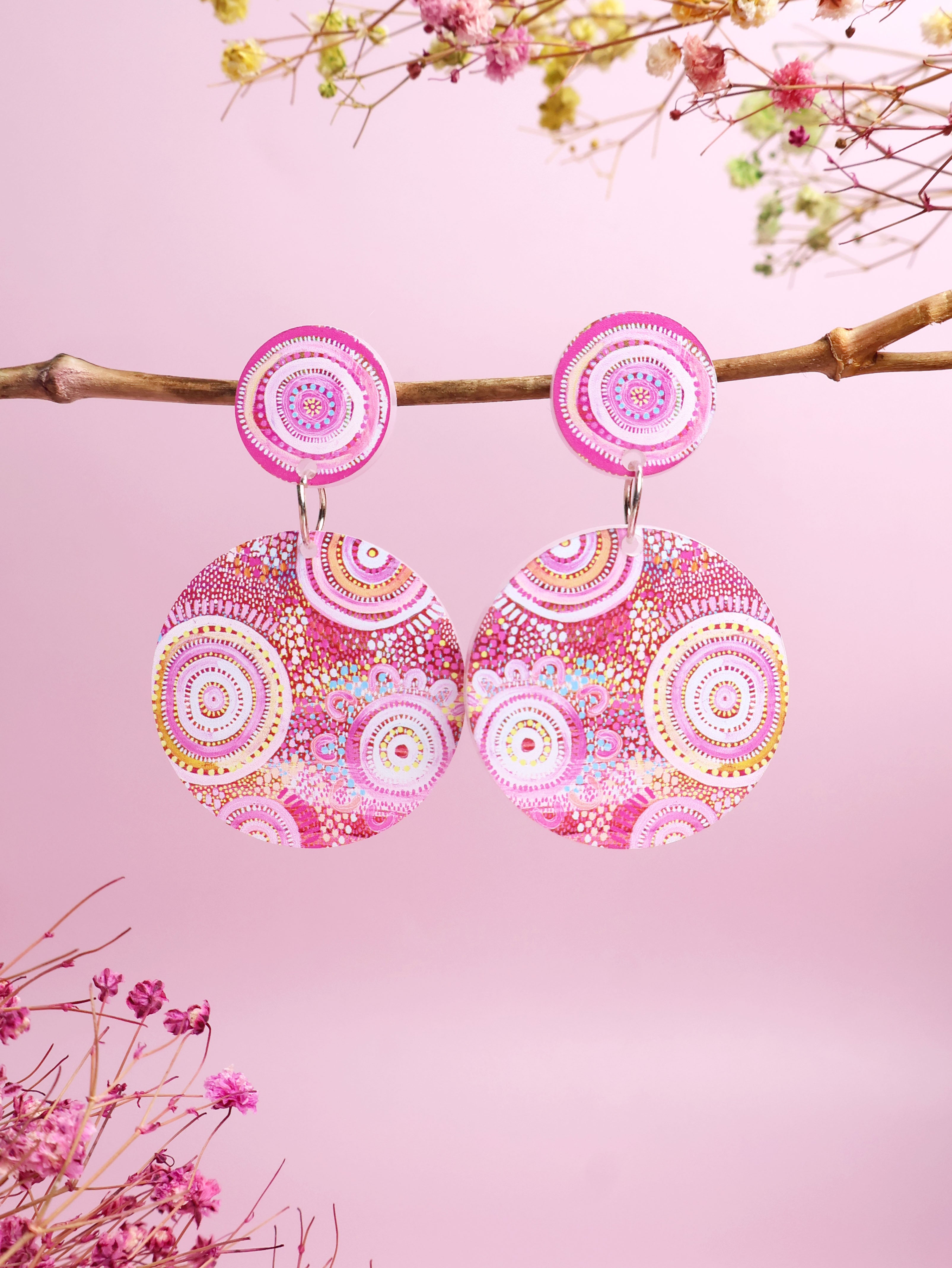 Let's Collect Seashells - Round Drop Earrings with Aboriginal Art – BW ...