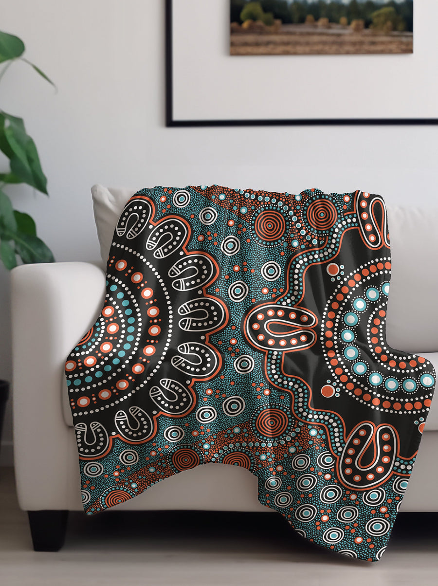 Indigenous Designed Aboriginal Art THROW RUGS/BLANKETS – BW Tribal