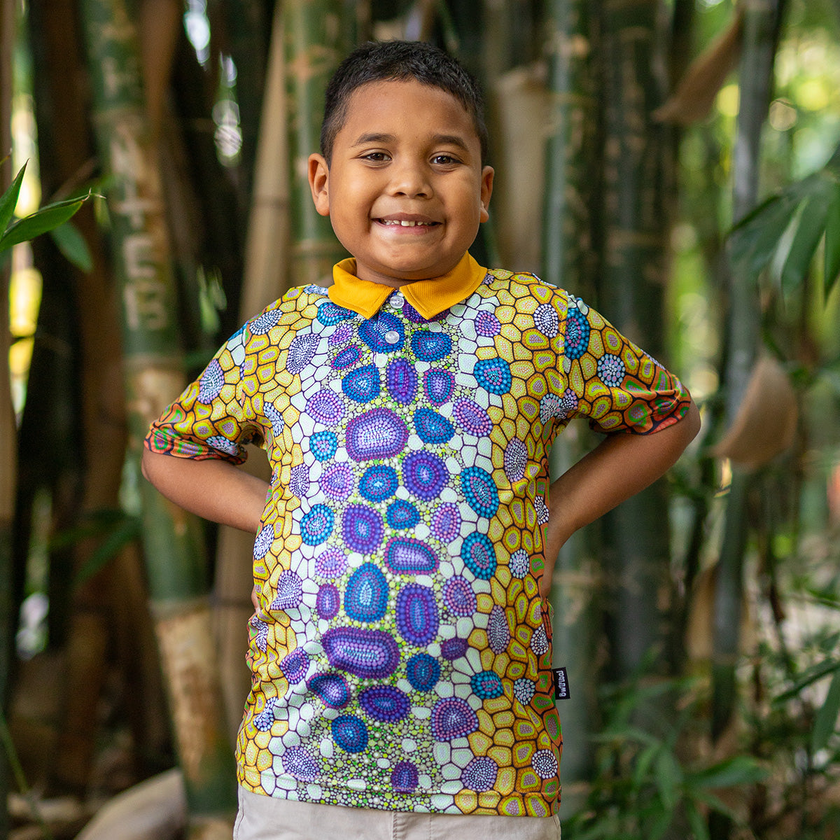 Yuuruu Dance | Kids Polo Shirt | By Aboriginal Artist Leah Brideson ...