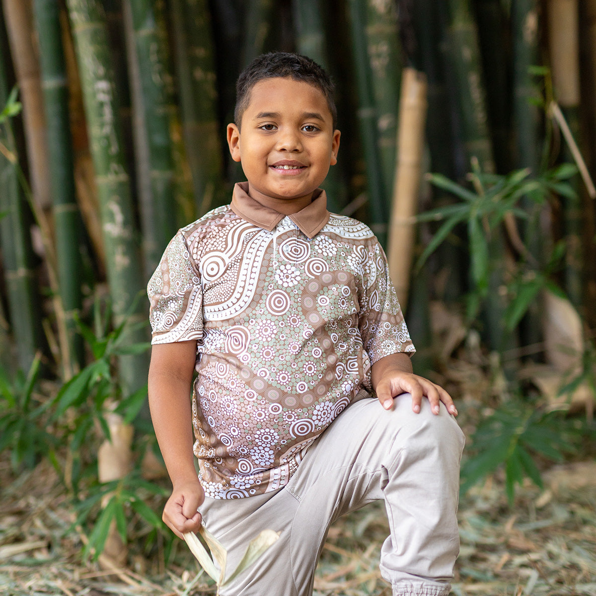 Yuuruu Yulunga | Kids Polo Shirt | By Aboriginal Artist Leah Brideson ...