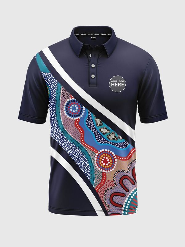 Rockpools - Men's Corporate Polo with Aboriginal Art – BW Tribal