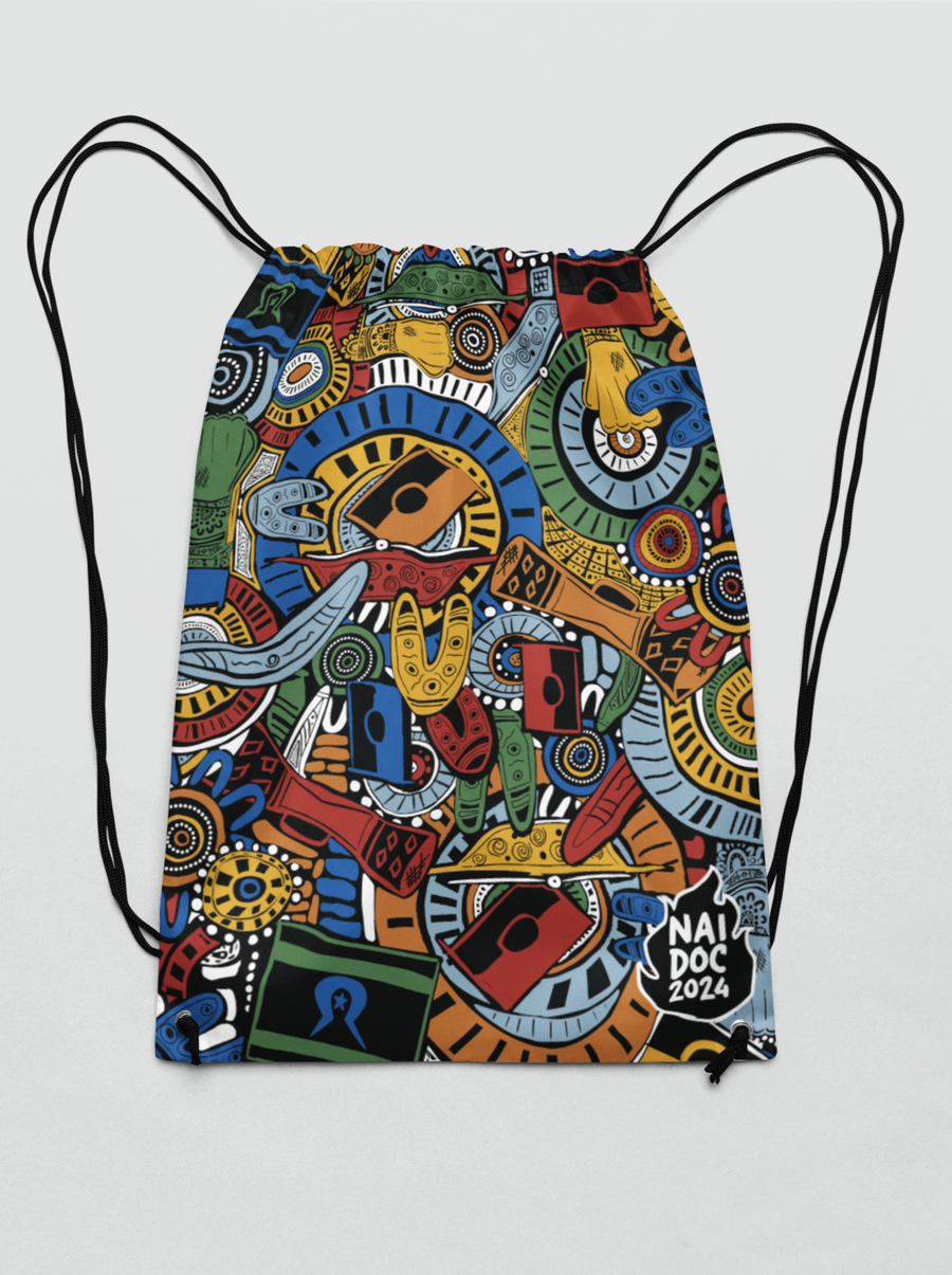 Community Unity - NAIDOC 2024 Drawstring Bag with Aboriginal Art – BW Tribal