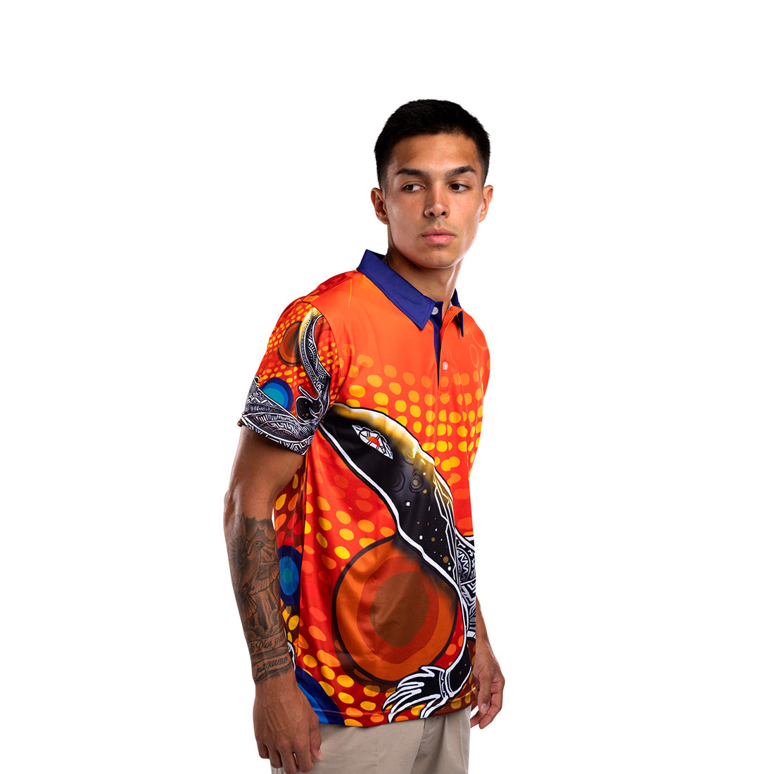 Goanna Artwork Indigenous Men's Polo Shirt | Beau Pennefather Motlop ...