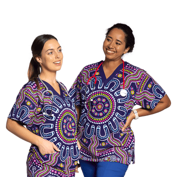 Aboriginal Art Medical Scrub Tops | Indigenous Australian Designs | BW ...