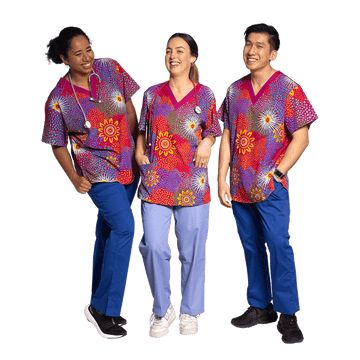 Aboriginal Art Medical Scrub Tops | Indigenous Australian Designs | BW ...
