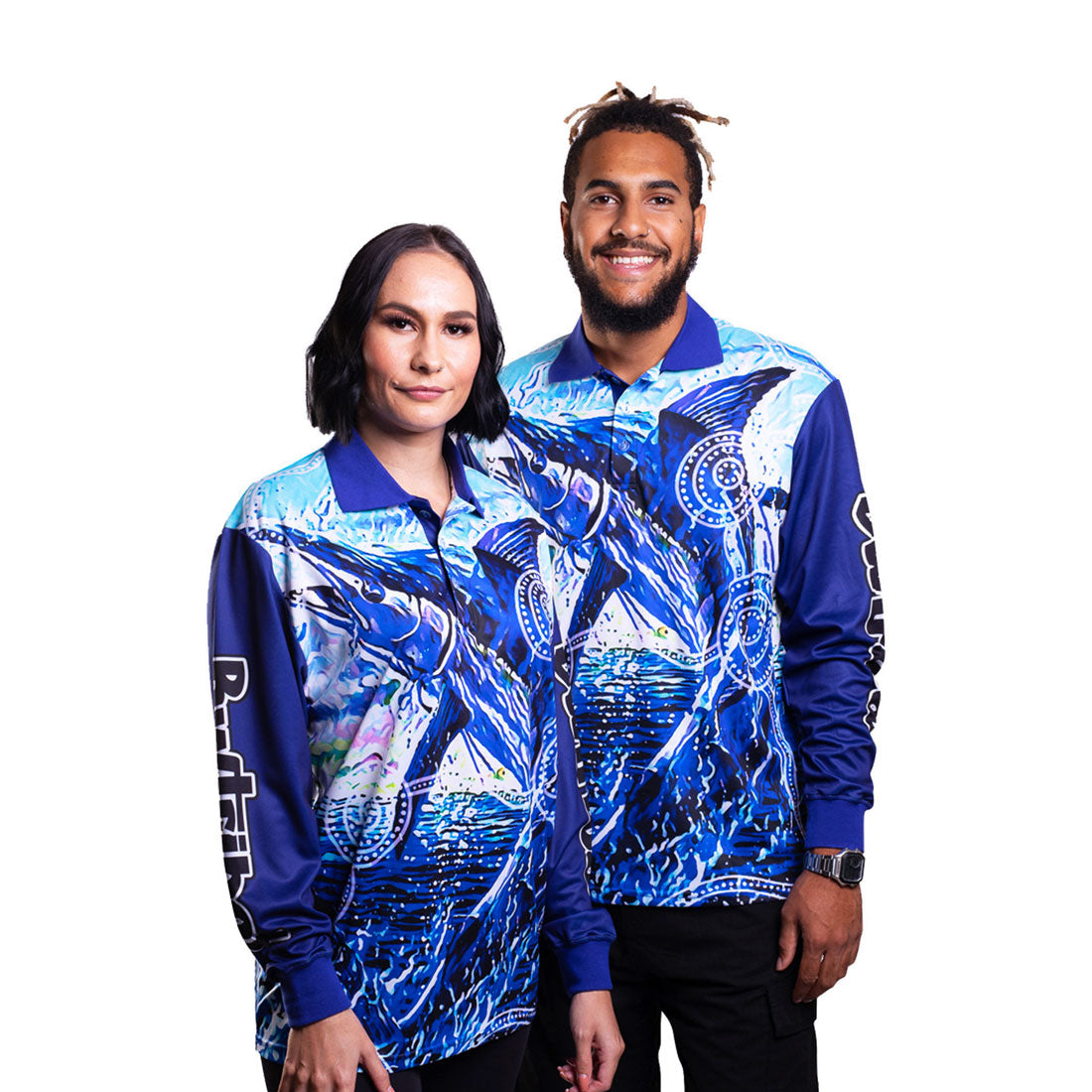 Marlin Artwork | Unisex Fishing Polo | BW Tribal